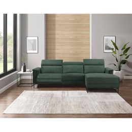 OTTO home Ecksofa &raquo;LUND, L-Form, 261cm, man. o. elektr. Relaxfunktion (mit USB-A)&laquo; und Kopfteilverstellung gr&uuml;n Webstoff 100% Polyester