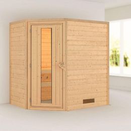 Karibu Woodfeeling Sauna Svea, ohne Dachkranz, Holzt&uuml;r mit Isolierglas,Klarglas