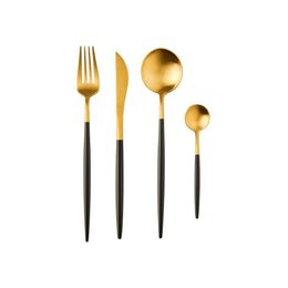 Butlers Besteck-Set STILETTO 4-tlg. in Schwarz / Gold | Gr.: onesize