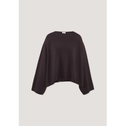hessnatur Strick Pullover Oversize aus Bio-Merinowolle mit Cashmere in schwarzbeere | Gr.: onesize