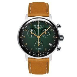 BAUHAUS Herrenuhr Dessau Quarz Chronograph Braun/Gr&uuml;n | Gr.: onesize