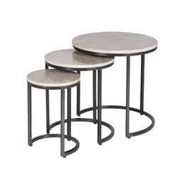 home24 Marmor-Beistelltisch-Set YAWATO 3-teilig in Grau | Gr.: onesize