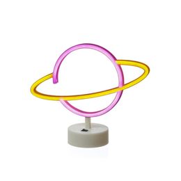 SATISFIRE LED Neonlicht Dekofigur Planet Saturn H: 24cm in orange, pink | Gr.: onesize