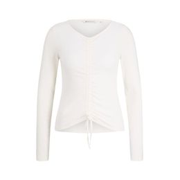 Tom Tailor Denim Langarmshirt ROUCHING in Wei&szlig; | Gr.: XL