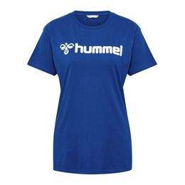 Hummel T-Shirt Regular Fit Stretch Rundhalsausschnitt Logo in Blau-2 | Gr.: M