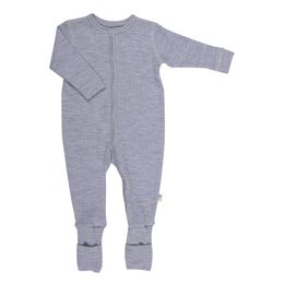 Joha Schlafoverall Merino-Wolle in grau melange | Gr.: 80