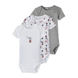 name it Body kurzarm 3er Pack in grey melange | Gr.: 62