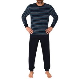 Normann Frottee Schlafanzug lang Pyjama RingelMuster - 82383 in marine | Gr.: 48