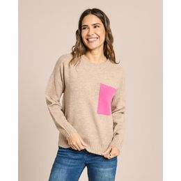 Pullover mit farbiger Brusttasche