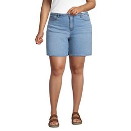 LANDS' END Recover Jeansshorts Mid Waist 18 cm, Damen,  Blau, Elasthan/Baumwoll-Mischung/Polyester-Mischung, by Lands' End