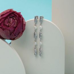 Holzkern Ohrringe Damen Silber und Perle