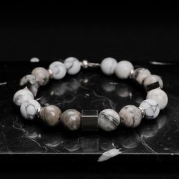 Holzkern Bracelets Herren Jaspis und Howlith
