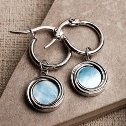 Holzkern Earrings Damen Silber und Perlmutt