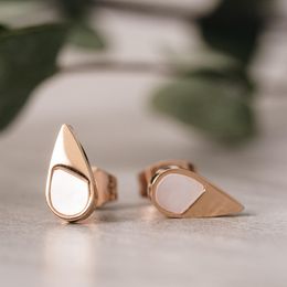 Holzkern Earrings Damen Ros&eacute; und Wei&szlig;es Perlmutt