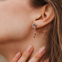 Holzkern Earrings Damen Silber und Lapislazuli