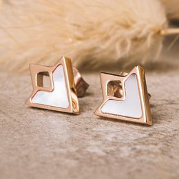 Holzkern Earrings Damen Ros&eacute; und Wei&szlig;es Perlmutt
