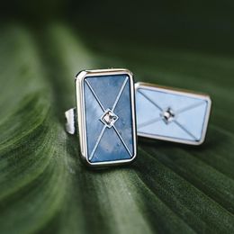Holzkern Earrings Damen Silber und Blaues Perlmutt