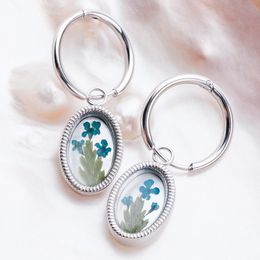 Holzkern Earrings Damen Silber und Blume