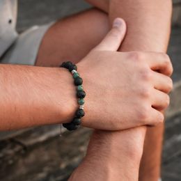 Holzkern Bracelets Herren Marmor und Lava