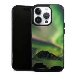 DeinDesign iPhone 14 Pro Handy Slim Case extra d&uuml;nn Silikon Handyh&uuml;lle schwarz H&uuml;lle Nordern Lights Polar Lights Sky Silikon Slim Case
