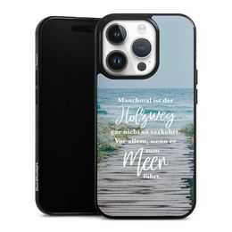 DeinDesign iPhone 14 Pro Handy Slim Case extra d&uuml;nn Silikon Handyh&uuml;lle schwarz H&uuml;lle Statement Beach Spruch Silikon Slim Case