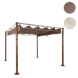 Mendler Pergola HWC-L42, Garten Pavillon Terrassen&uuml;berdachung, stabiles 7cm-Metall-Gestell 3x3m Bambus-Optik 98766