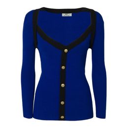 Influencer Pullover Damen Gr&ouml;&szlig;e XL royalblau / schwarz