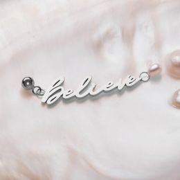 Holzkern Charms Damen Silber und Perle