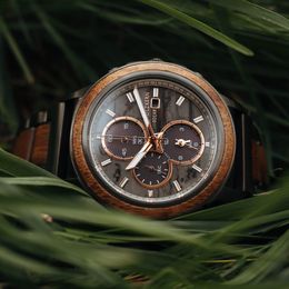 Holzkern Holzuhr Sacramento (Marmorholz/Marmor), Herren, Naturholz