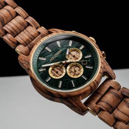 Herrenuhr Canopy, gr&uuml;nes Marmor Zifferblatt & Zebranoholz Armband