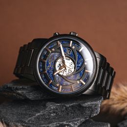 Automatikuhr f&uuml;r Herren Seaburst, blauer Lapislazuli und schwarzer Edelstahl