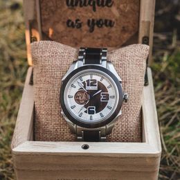 Holzkern Holzuhr Will (Leadwood/Leadwood), Herren, Naturholz