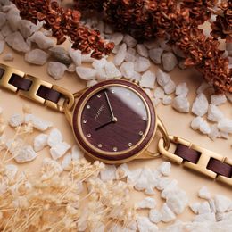 Holzkern Holzuhr Geranie (Amaranth/Amaranth), Damen, Naturholz