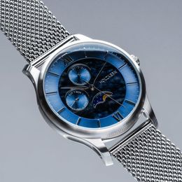 Holzkern Holzuhr Moonrise (Marmor/Silber), Herren, Naturholz