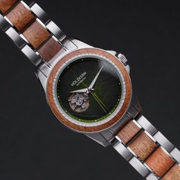 Holzkern Holzuhr Whisperwood (Koa/Blatt), Herren, Naturholz