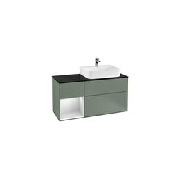 Villeroy & Boch V&B Waschtischunterschrank Abdeckplatte Gl. bla m Finion 120cm, Reg li wh. m Lac, Oli. m Lacquer ; Villeroy & Boch (F142MTGM)