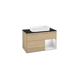 Villeroy & Boch V&B Waschtischunterschrank Abdeckplatte bla m Finion 100x60,3cm, Reg re wh. m Lac, Oak Veneer ; Villeroy & Boch (F252MTPC)