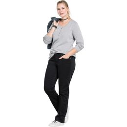 sheego Gro&szlig;e Gr&ouml;&szlig;en Hose in gerader Form, aus Twill, schwarz, Gr&ouml;&szlig;e 58 - Damen