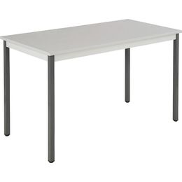 eurokraft basic Mehrzwecktisch, rechteckig, BxH 1200 x 740 mm, Tiefe 600 mm, Platte lichtgrau, Gestell basaltgrau