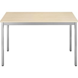 eurokraft basic Mehrzwecktisch, rechteckig, BxH 1200 x 740 mm, Tiefe 800 mm, Platte Ahorn-Dekor, Gestell wei&szlig;aluminium