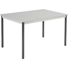 eurokraft basic Mehrzwecktisch, rechteckig, BxH 1200 x 740 mm, Tiefe 800 mm, Platte lichtgrau, Gestell basaltgrau