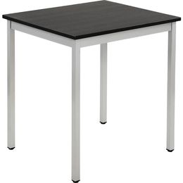 eurokraft basic Mehrzwecktisch, rechteckig, HxBxT 740 x 700 x 600 mm, Platte Esche-Dekor schwarz, Gestell wei&szlig;aluminium
