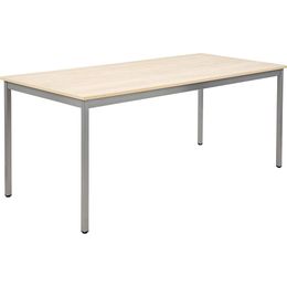 eurokraft basic Mehrzwecktisch, rechteckig, HxBxT 740 x 1800 x 800 mm, Platte Ahorn-Dekor, Gestell wei&szlig;aluminium