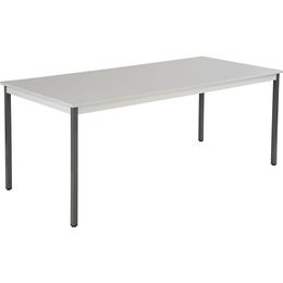 eurokraft basic Mehrzwecktisch, rechteckig, HxBxT 740 x 1800 x 800 mm, Platte lichtgrau, Gestell basaltgrau