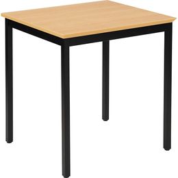 eurokraft basic Mehrzwecktisch, rechteckig, HxBxT 740 x 700 x 600 mm, Platte Buche-Dekor, Gestell schwarz
