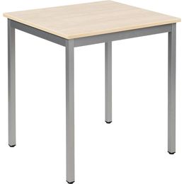 eurokraft basic Mehrzwecktisch, rechteckig, HxBxT 740 x 700 x 600 mm, Platte Ahorn-Dekor, Gestell wei&szlig;aluminium