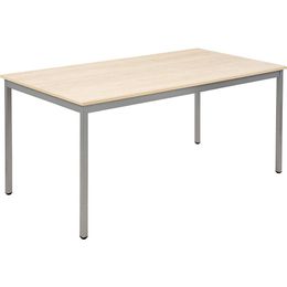 eurokraft basic Mehrzwecktisch, rechteckig, BxH 1400 x 740 mm, Tiefe 800 mm, Platte Ahorn-Dekor, Gestell wei&szlig;aluminium
