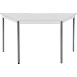 eurokraft basic Mehrzwecktisch, trapezf&ouml;rmig, HxBxT 740 x 1400 x 700 mm, Platte lichtgrau, Gestell basaltgrau