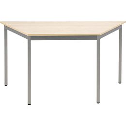 eurokraft basic Mehrzwecktisch, trapezf&ouml;rmig, HxBxT 740 x 1400 x 700 mm, Platte Ahorn-Dekor, Gestell wei&szlig;aluminium