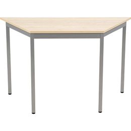 eurokraft basic Mehrzwecktisch, trapezf&ouml;rmig, HxBxT 740 x 1200 x 600 mm, Platte Ahorn-Dekor, Gestell wei&szlig;aluminium